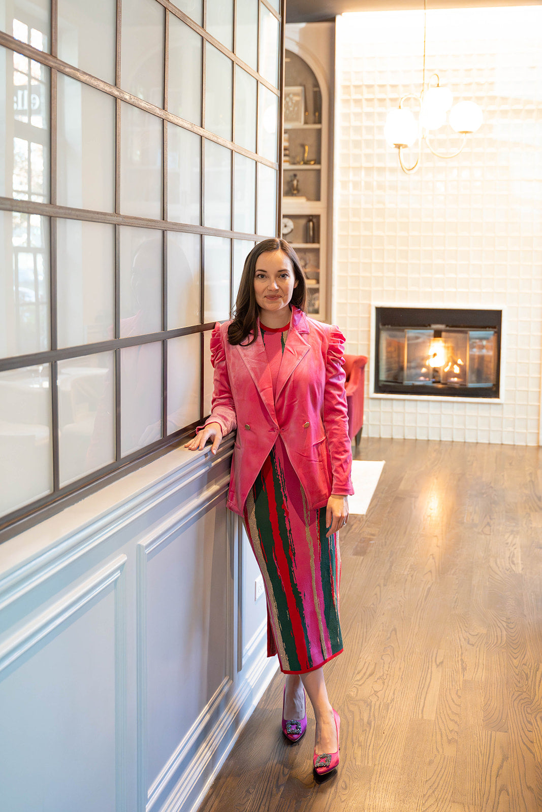 Emily McCarthy Bradshaw Blazer - Fuchsia Fedora – Batik Chicago