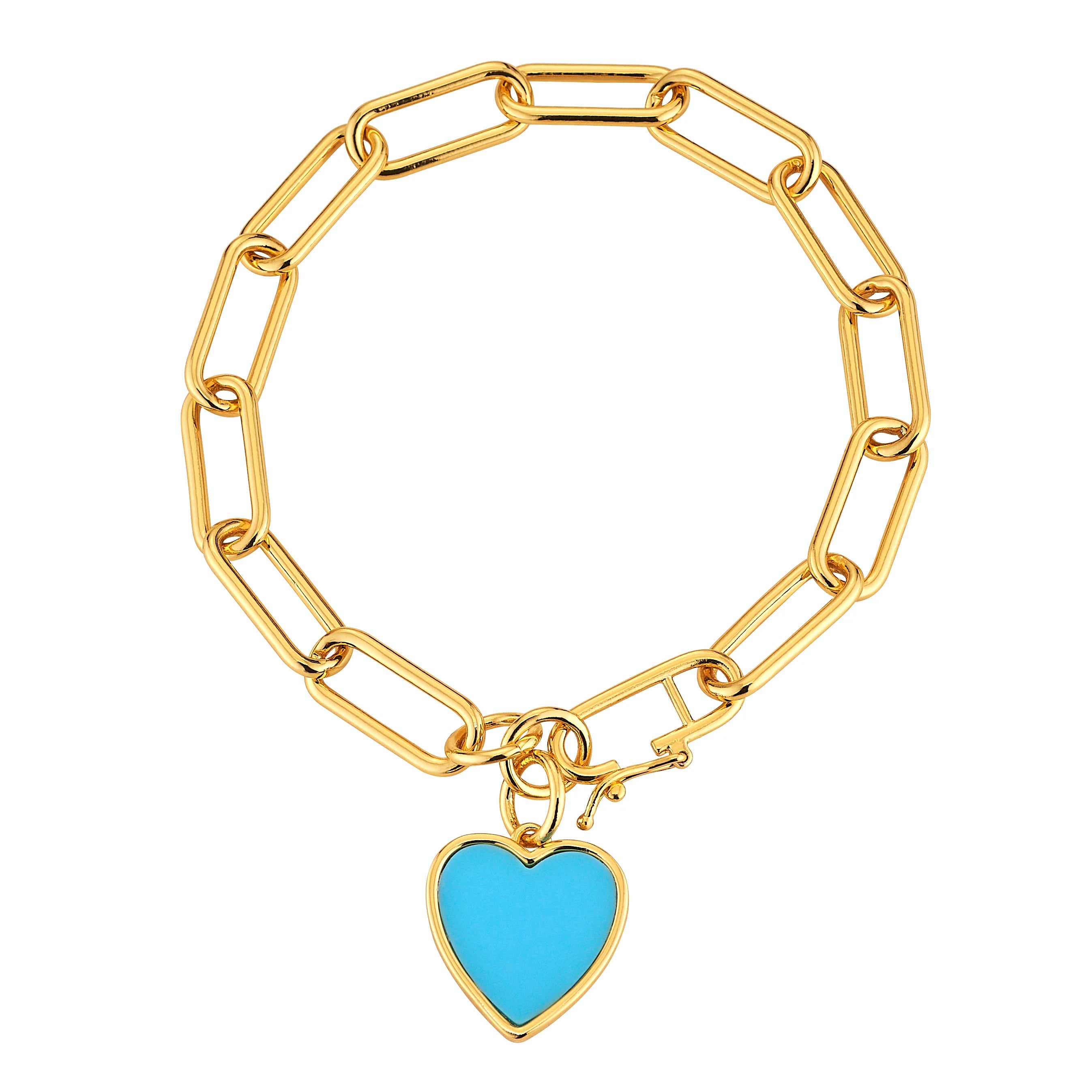 ASHA Heart Charm Link Bracelet - Turquoise – Batik Chicago