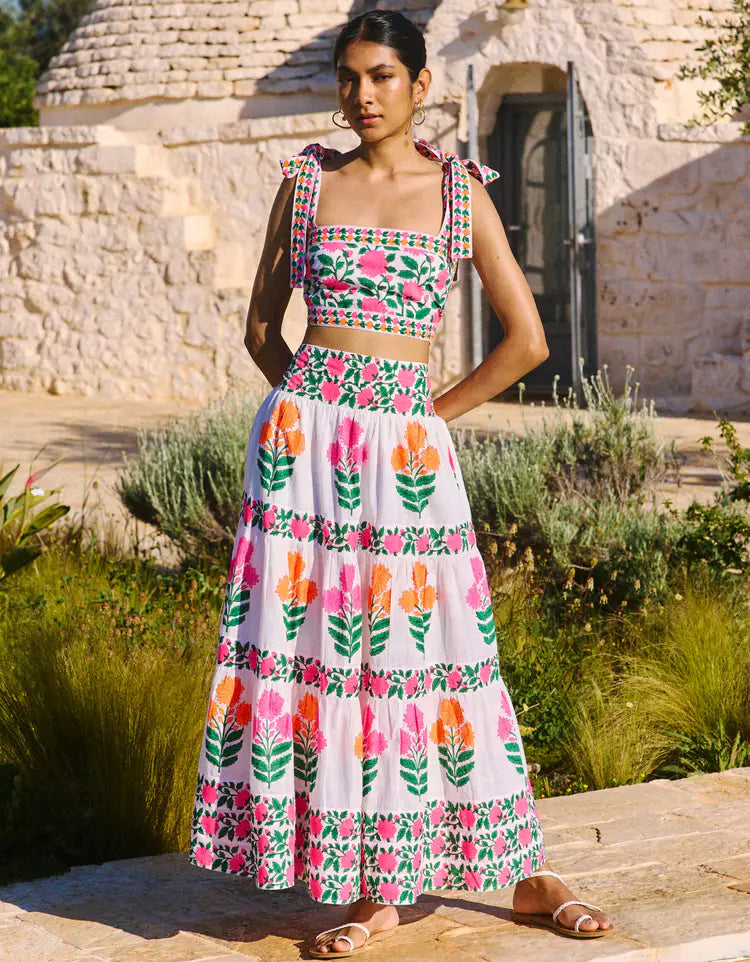 Pink City Prints Lara Skirt - Neon Buta – Batik Chicago