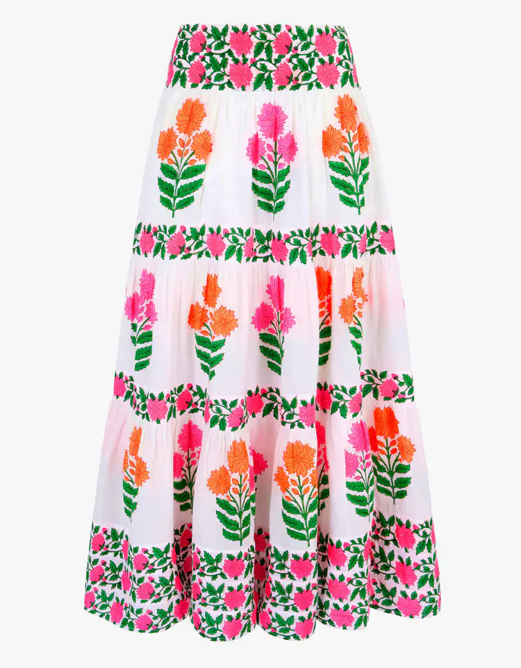 Pink City Prints Lara Skirt - Neon Buta – Batik Chicago