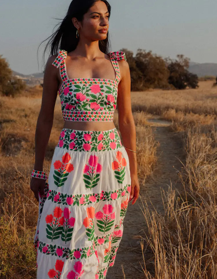 Pink City Prints Lara Skirt - Neon Buta – Batik Chicago